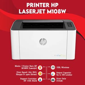 Promo Printer HP Laserjet Monochrome Single Function 108a 108w Printer ...