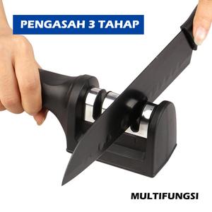 Jual Pengasah Pisau 3 Segmen Step - Batu Pengasah Hitam Multifungsi ...