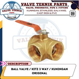 Jual BALL VALVE KITZ 3 WAY KUNINGAN / BALL VALVE 3 ARAH KITZ 1-1/2 ...