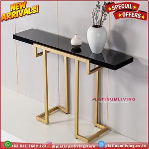 Jual meja konsul console table besi gold top wood premium meja console ...