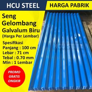 Jual Seng Gelombang Galvalume Biru 100 cm x 71 cm x 0,70 mm Plat ...