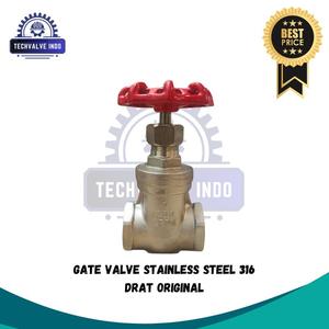 Jual GATE VALVE 1 1/2" INCH STAINLESS STEEL 316 / SS316 DRAT ORIGINAL ...