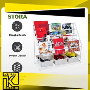Jual Stora Rak Buku Anak Dengan 3 Tray Plastik - Putih - White - Kota ...