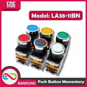 Jual Push Button 22mm LA38-11BN Push On Flat Switch 10A Momentary - RED ...