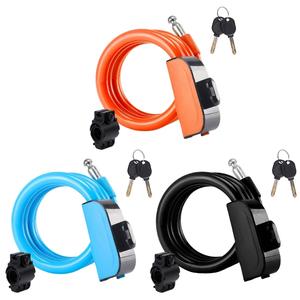 Jual Bicycles Steel Cable Lock Mounting Bracket Foldable Lock Coiled ...