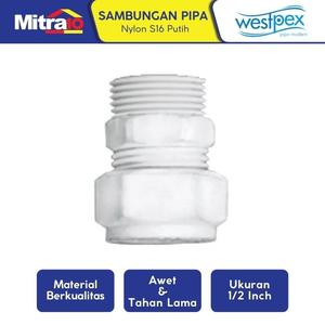 Jual Wastpex Sambungan Pipa Male Drat Luar Nylon S16-1/2 Inch - Kota ...