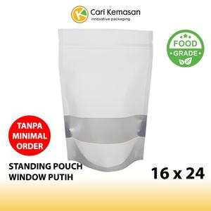 Jual Standing Pouch 16 x 24 Kemasan Plastik Ziplock Window Warna Putih ...