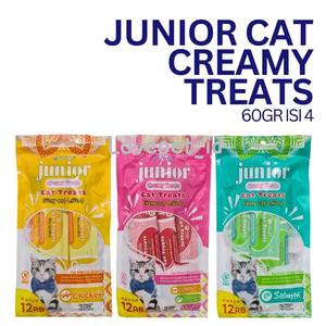 Jual JUNIOR Cat CREAMY TREATS 4 x 15gr Makanan Snack Cemilan anak ...