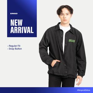Promo Erigo Coach Jacket Graphic Alder Black Unisex - M - Kab ...