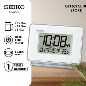 Promo Jam Weker Beker Seiko Digital QHL068W White Plastic 5.9Cm Case ...