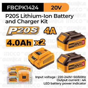 Promo P20S Bundling 2 Baterai 20V FBCPK1424 (4.0 Ah) + 1 Charger (4A ...