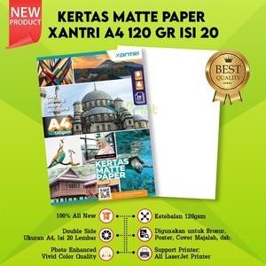 Jual Kertas Matte Paper 1 Pack 20 Pcs 120 Pcs Double Side Matte Paper ...