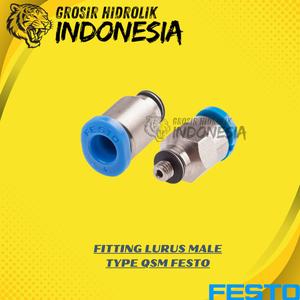 Jual QSM-4-M5 FESTO ONE TOUCH FITTING LURUS MALE SLIP LOCK FUSH IN CONNECTOR SELANG 4MM DRAT M5 ...