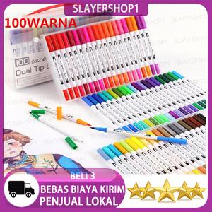 Jual Slayershop Dual Tip Pulpen Sikat 100 Warna Sketsa Menggambar Manga ...