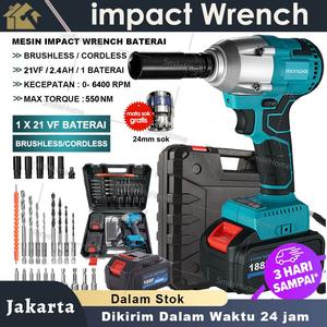 Jual 188VF mesin bor impact baterai 550N.M Bor Baterai 13mm Impact Wrench Brushless Impek Tool ...