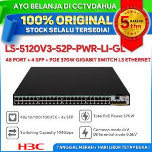 Promo H3C LS-5120V3-52P-PWR-LI-GL 48 PORT + 4 SFP + POE 370W GIGABIT SWITCH MANAGED L3 ETHERNET ...