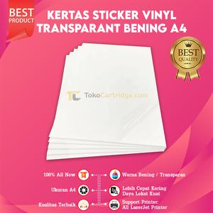 Jual Kertas Sticker Vinyl Transparant 1 lembar ukuran A4, Stiker Bening ...