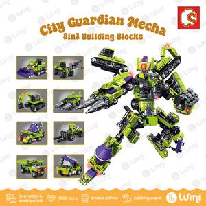 Promo LUMI Sembo Block CITY LIFE GUARDIAN 8in1 Set Transformer Mecha ...