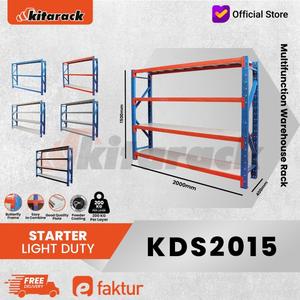 Jual KDS2015 Rack Gudang Besi 200KG Rak Gudang Light Duty Panjang 2M ...