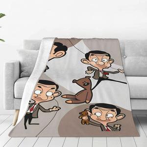 Jual Comfortable Mr. Bean Cartoon Blanket Merch Room Decorative Throw ...
