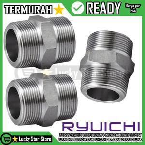 Jual Double Nepple Ryuichi 3/4’’ Inci Brass Hex Nipple Chrome Sambungan ...