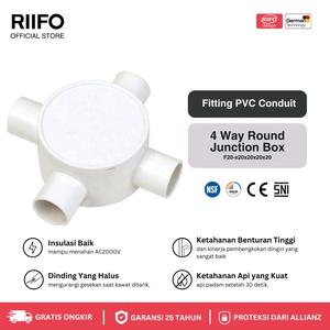 Promo RIIFO 4 Way Round Junction Box Conduit 20mm F20-x20x20x20x20 [PVC ...