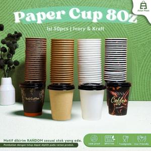 Jual [ISI 50PCS] Paper Cup 8 Oz (240ml) / Gelas Kertas Kopi Teh Polos Motif Tahan Panas / Hot ...