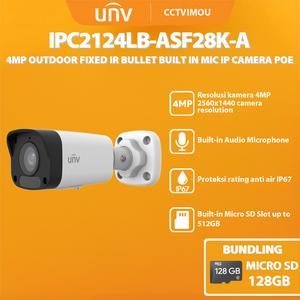 Promo UNV IPC2124LB-ASF28K-A 4MP OUTDOOR FIXED IR BULLET BUILT IN MIC IP CAMERA POE FREE MICROSD ...