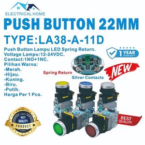 Jual Push Button Lampu LED 12-24VDC SPRING RETURN 22MM TYPE LA38-11D - Kuning - Kota Surabaya ...