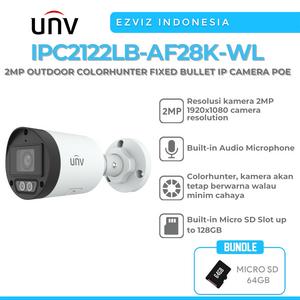 Promo UNV IPC2122LB-AF28K-WL 2MP OUTDOOR COLORHUNTER FIXED BULLET IP CAMERA POE FREE MICROSD ...