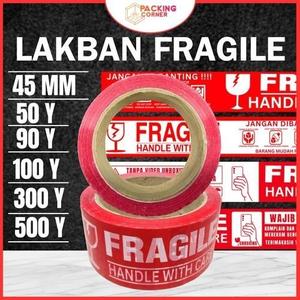 Jual Lakban Fragile Merah Putih Unboxing 2in1 2 inch 2" 45mm 50 72 100 ...