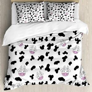 Jual Cow Print Duvet Cover Set Animal Cow Doodle Cartoon Drawing ...