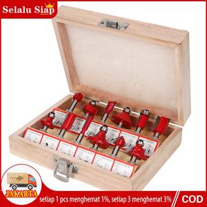 Jual Mata Profil Set 12pcs Trimmer Router Bits Set 1/4” Kayu Router ...