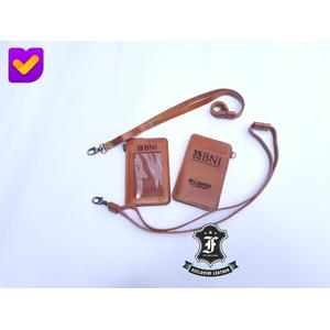Jual Name Tag Id Card Holder Logo BNI Kulit Asli Free Lanyard - Kab ...