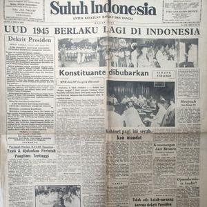 Jual Surat Kabar Kuno Suluh Indonesia Tahun 1959 Koran Sejarah UUD 1945 - 18 Juni 1959 - Kab ...