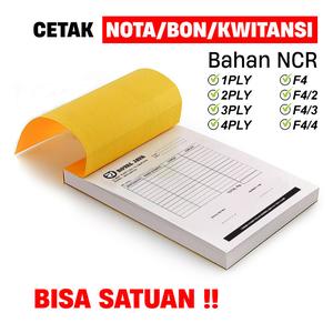 Jual Cetak Bon/Kwitansi/Nota Bahan NCR TERMURAH - F4, 1PLY - Jakarta ...