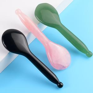 Jual Jade Round Spoon Shaped Gua Sha Tool Face Massage Wand Head Neck ...