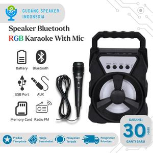 Jual Speaker Bluetooth Karaoke Portable Stereo RGB Memory Card With Mic ...