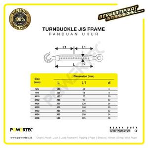 Jual Turnbuckle Jarum Keras JIS Hook & Hook M16 Span Skrup POWERTEC ...
