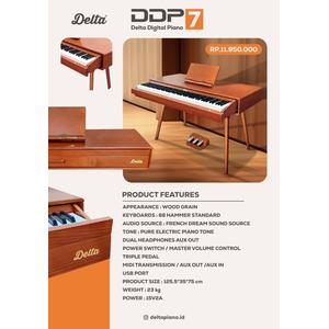 Jual DELTA DDP7 DIGITAL PIANO DRAWE STYLE WOOD BROWN TRIPLE PEDAL ...