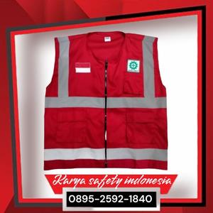 Jual New Rompi safety drill merah proyek + logo K3 dan Logo bendera ...