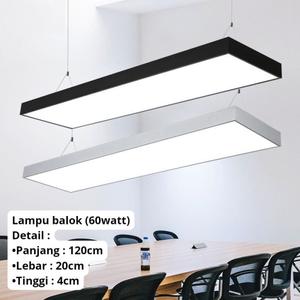 Jual Lampu balok Led 60 WATT office gantung plafon - Body Hitam sinar ...
