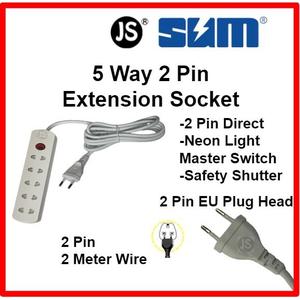 Jual Diskon 4/5/6 Way 2 Pin Extension Socket With 2 Pin Plug Head (2 ...