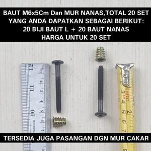Jual Baut L Ukuran M6X Panjang 5Cm Plus Mur Nanas Baud Serbaguna 20 Pcs ...