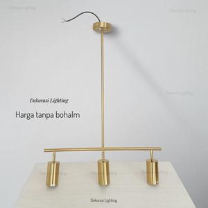 Jual Lampu gantung sorot 3 lampu panjang 60cm gold dekorasi meja makan - Tiang 10cm - Jakarta ...