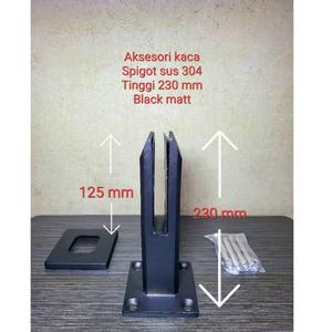Jual SPIGOT JUMBO KACA HITAM BLACK TIANG RAILING BRAKET KAKI JEPIT SUS ...