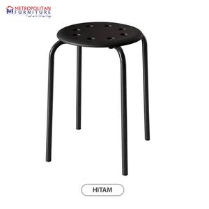 Jual Kursi bulat plastik cafe bangku bakso makan susun tumpuk - BLACK ...
