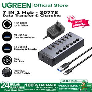 Jual UGREEN HUB USB 3.0 Splitter 7 IN 1 LED 12V Charging Dan Transfer ...