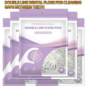 Jual 100pcs Double Line Dental Floss Plastic Toothpicks-Disposable ...