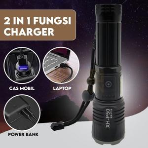 Jual Senter Laser Fokus LED Type C Super Terang Set Lengkap - Hitam ...